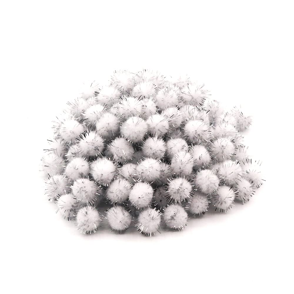 Amazon.com: 100pcs Glitter Tinsel Pom Poms Sparkle Balls for DIY Craft ...