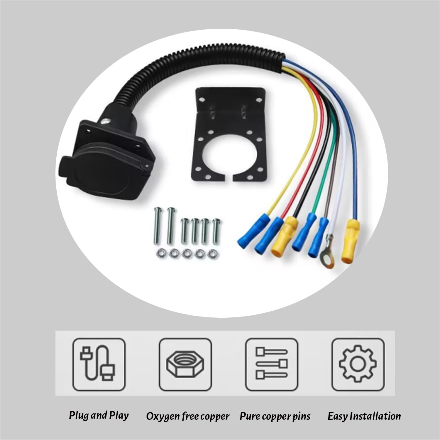 Trailer Light Connector 7-Pin Trailer Plug Socket - Universal RV With ...