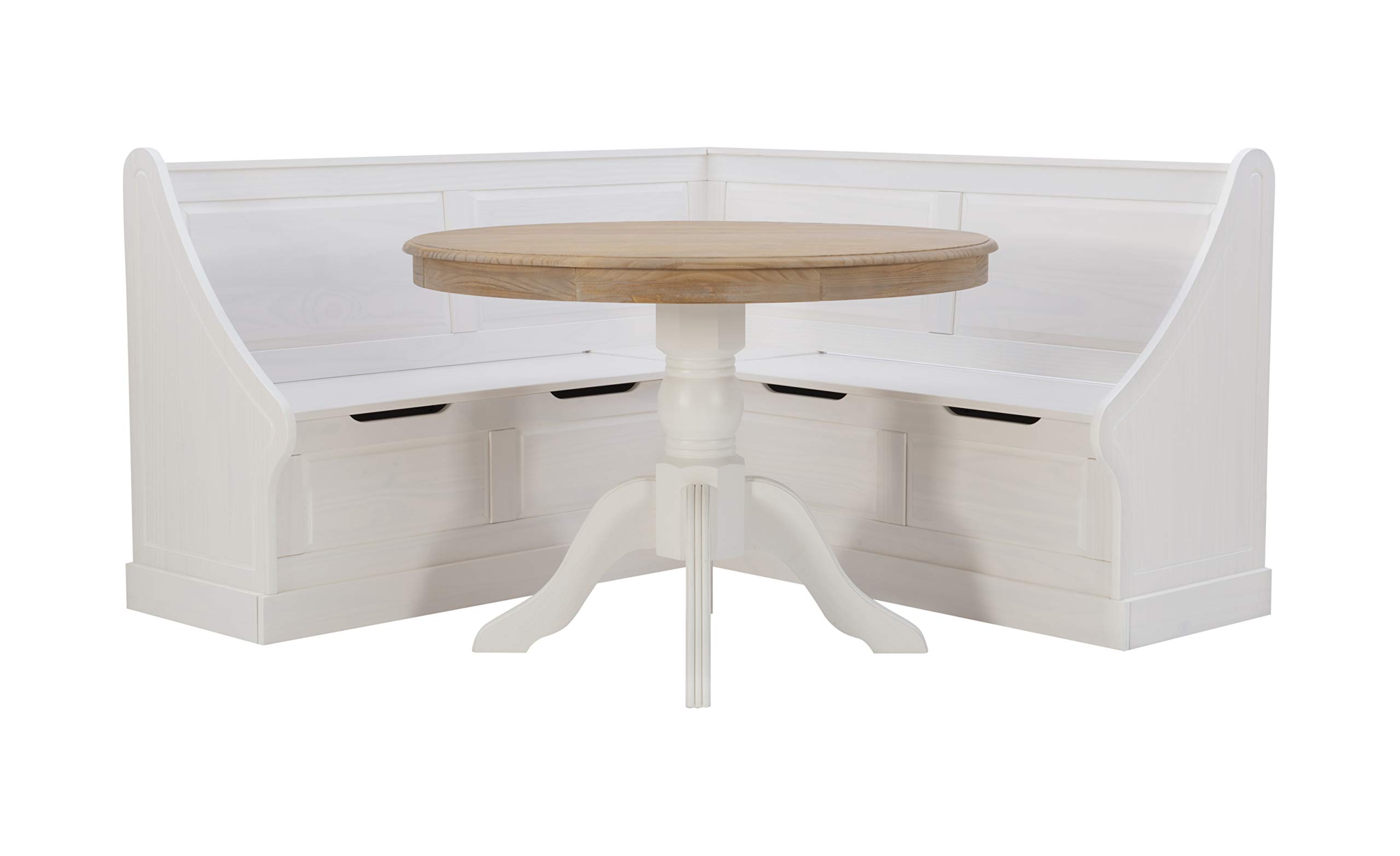 Amazon.com: Linon Harris White Corner Breakfast Nook with Natural and ...