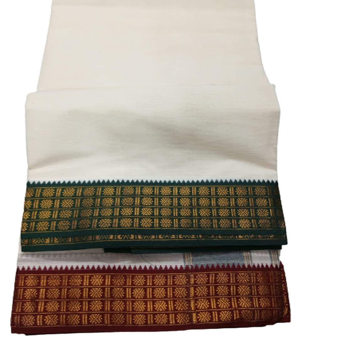 Cotton Colors Men's Traditional Pure Cotton Bleached White Dhoti Border ...