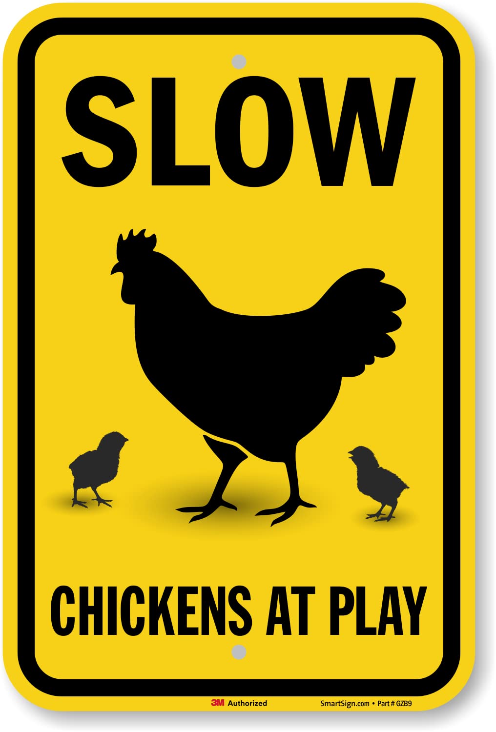 Amazon.com: SmartSign 18 x 12 inch “Slow - Chickens At Play” Metal Sign ...