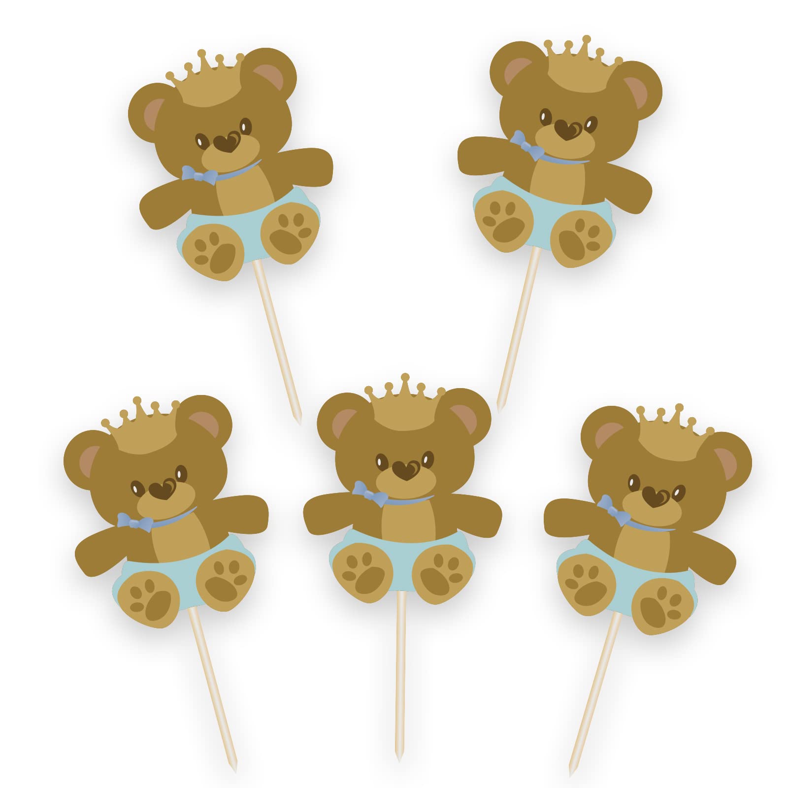 48pcs Teddy Bear Cupcake Toppers Blue Teddy Bear Themed Cake ...