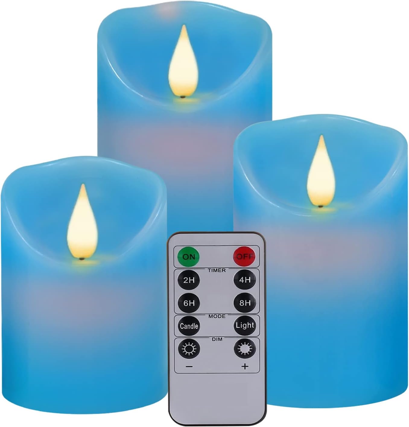 Roomsily Flameless Battery Operated Flickering Candles:3PACK Blue Real ...
