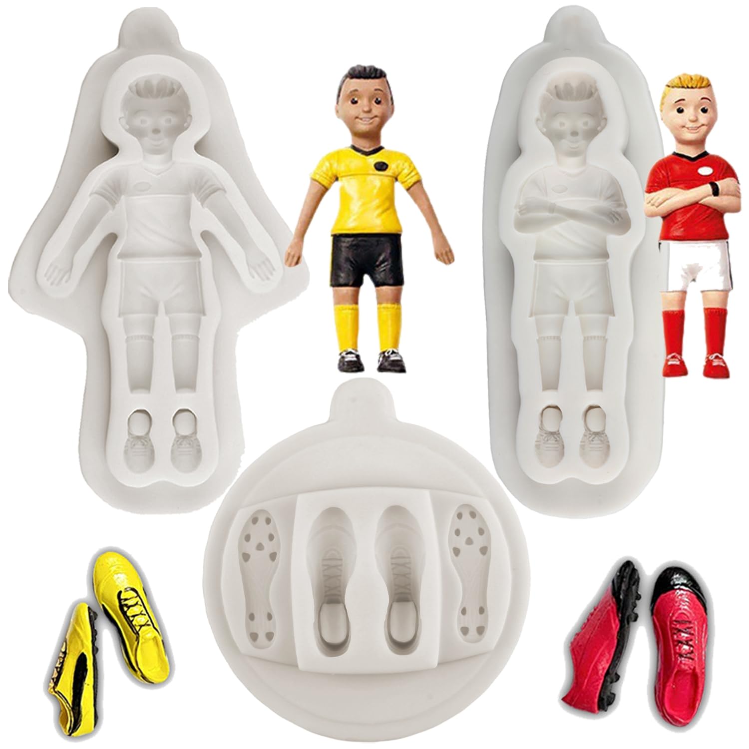 Amazon.com: Sijiangmold Football Theme Fondant Molds Footballer ...
