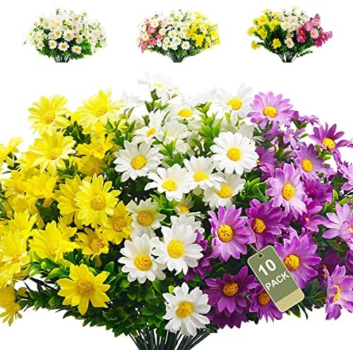 Amazon.com: Lyrow 30 Bundles Daisies Artificial Flowers Fake Colorful ...