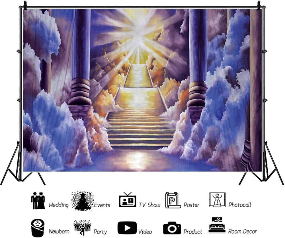 CSFOTO 5x7ft Stairway To Heaven Backdrop Kingdom Backdrop Paradise ...