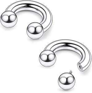 Amazon.com: Ruifan 20G 18G 16G 14G 12G 8G 6G 4G 2G Horseshoe Nose Ring ...
