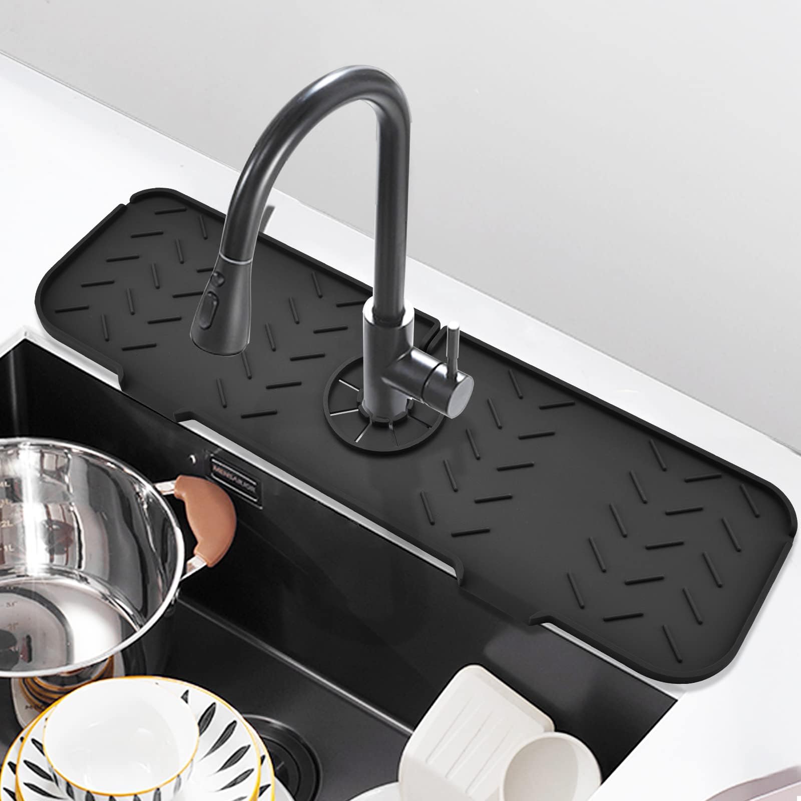 Amazon.com: Kitchen Sink Splash Guard 20 inch | Silicone Faucet Mat ...
