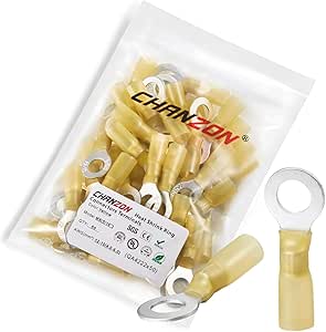 Chanzon M8 Heat Shrink Ring Terminal 5/16" inch 50pcs UL Listed 12 ...