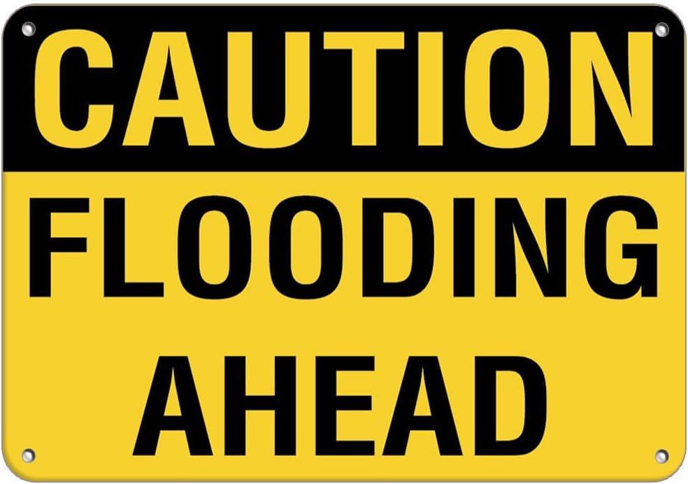 Amazon.com: Caution Flooding Ahead Hazard Sign Flood Warning Signs ...