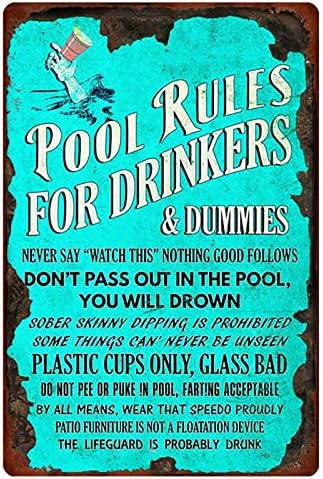Amazon.com : Pool Signs Safety Vintage Metal Tin Sign Pool Rules Signs Outdoor Funny Swimming ...