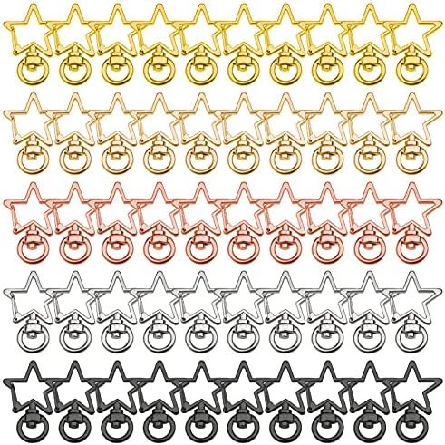 Amazon.com: Star Shape Spring Snap Keychain for DIY Crafts Jewelry ...