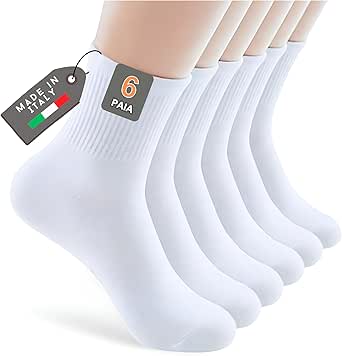 Lucchetti Socks Milano 6 Paia Calze Corte Bianche Uomo Donna in Cotone ...