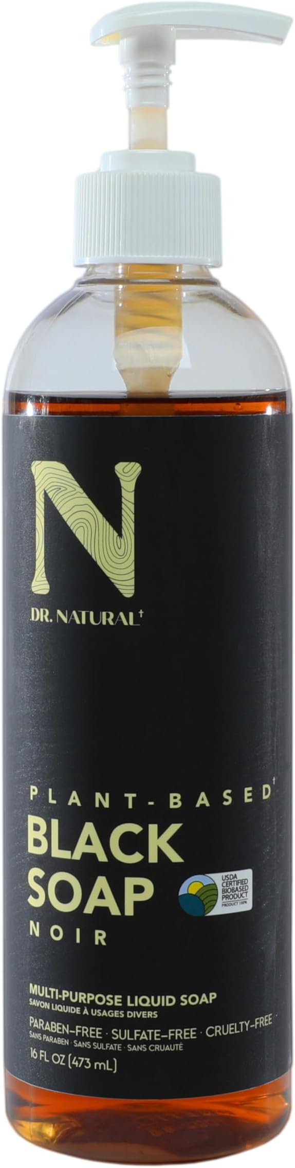 Amazon.com : Dr. Natural Liquid Black Soap, 16 oz - Plant-Based - with ...