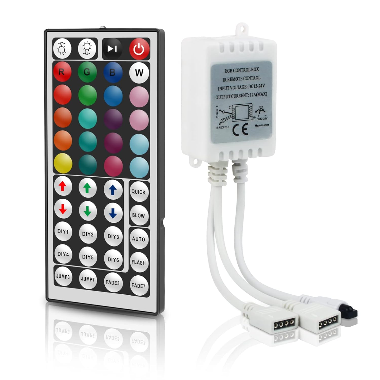 RGBZONE 2-Port 44 Keys Wireless IR Remote Controller with Receiver for ...