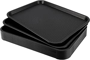 Amazon.com | HEIHAK 10 Pack Black Plastic Fast Food Tray, 14 x 10 Inch ...