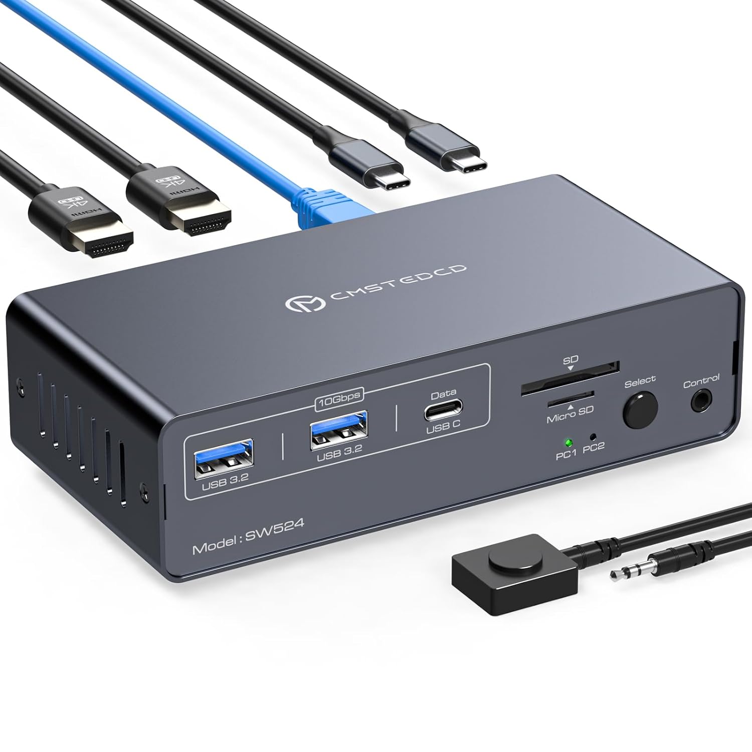 USB C Thunderbolt 3 KVM Switch for Laptop with Dual HDMI Monitor 4K60Hz ...