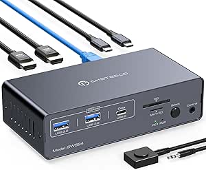 Amazon.com: USB C Thunderbolt 3 KVM Switch for Laptop with Dual HDMI ...