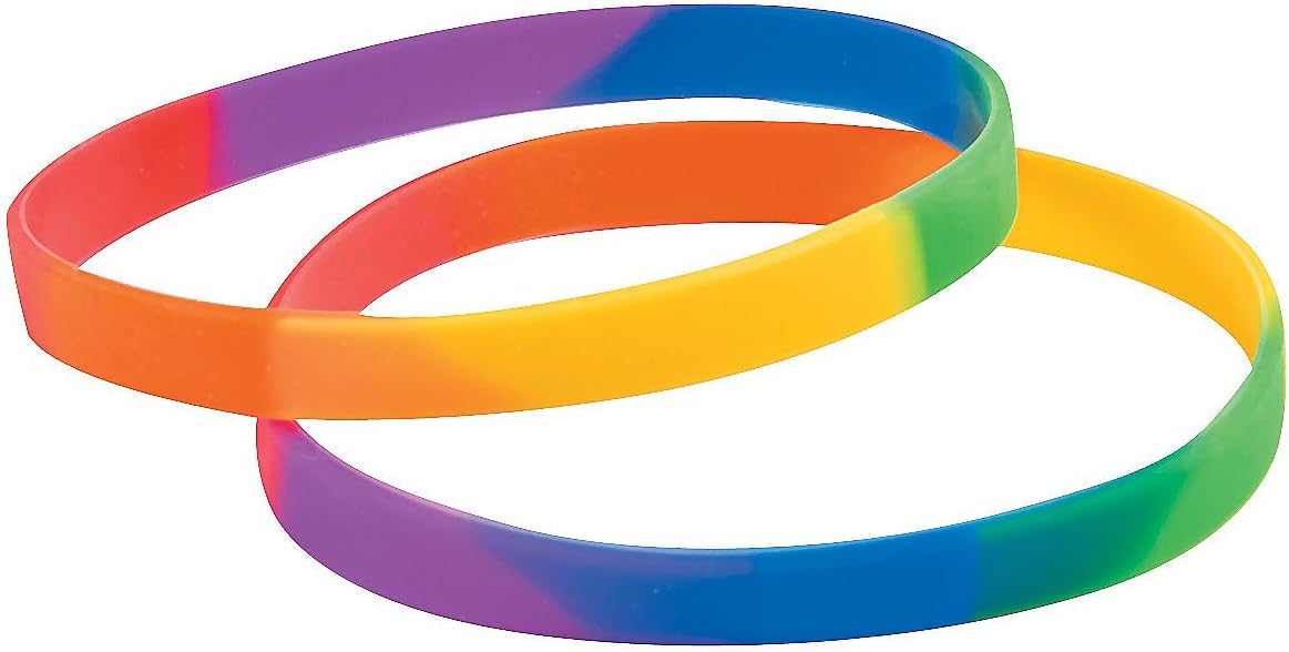 Amazon.com: Fun Express - Rainbow Thin Silicone Band - Jewelry ...