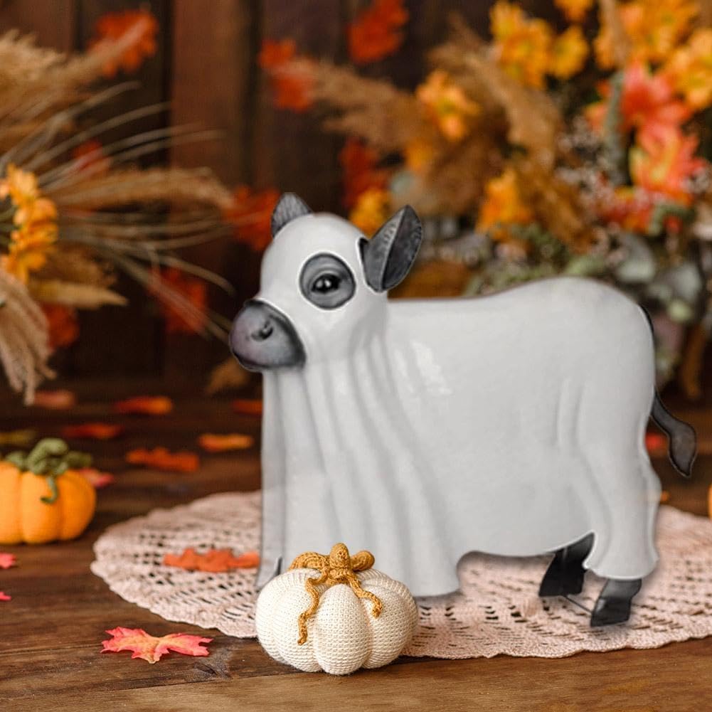 Amazon.com: Spooky Cow Halloween Decoration, Spooky Resin Ghost Cow ...