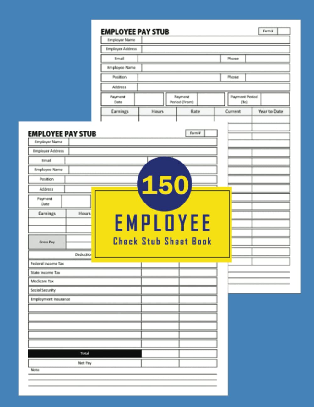 Amazon.com: Employee Check Stub Sheet Book: Blank Paystub Book TO ...
