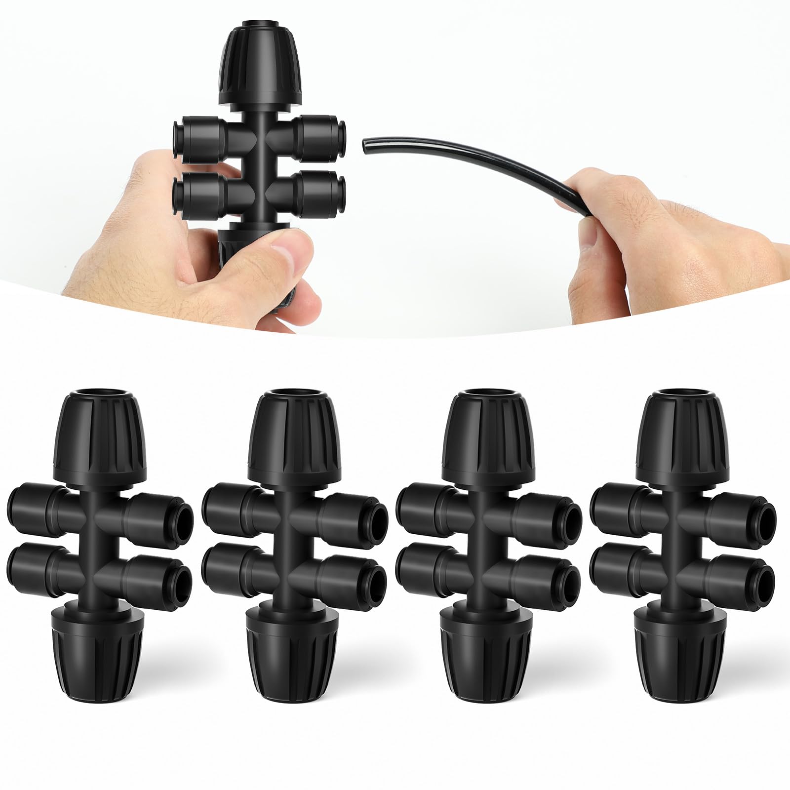Snapklik.com : 4 Packs 1/2to 1/4Barbed Tee Quick Connector