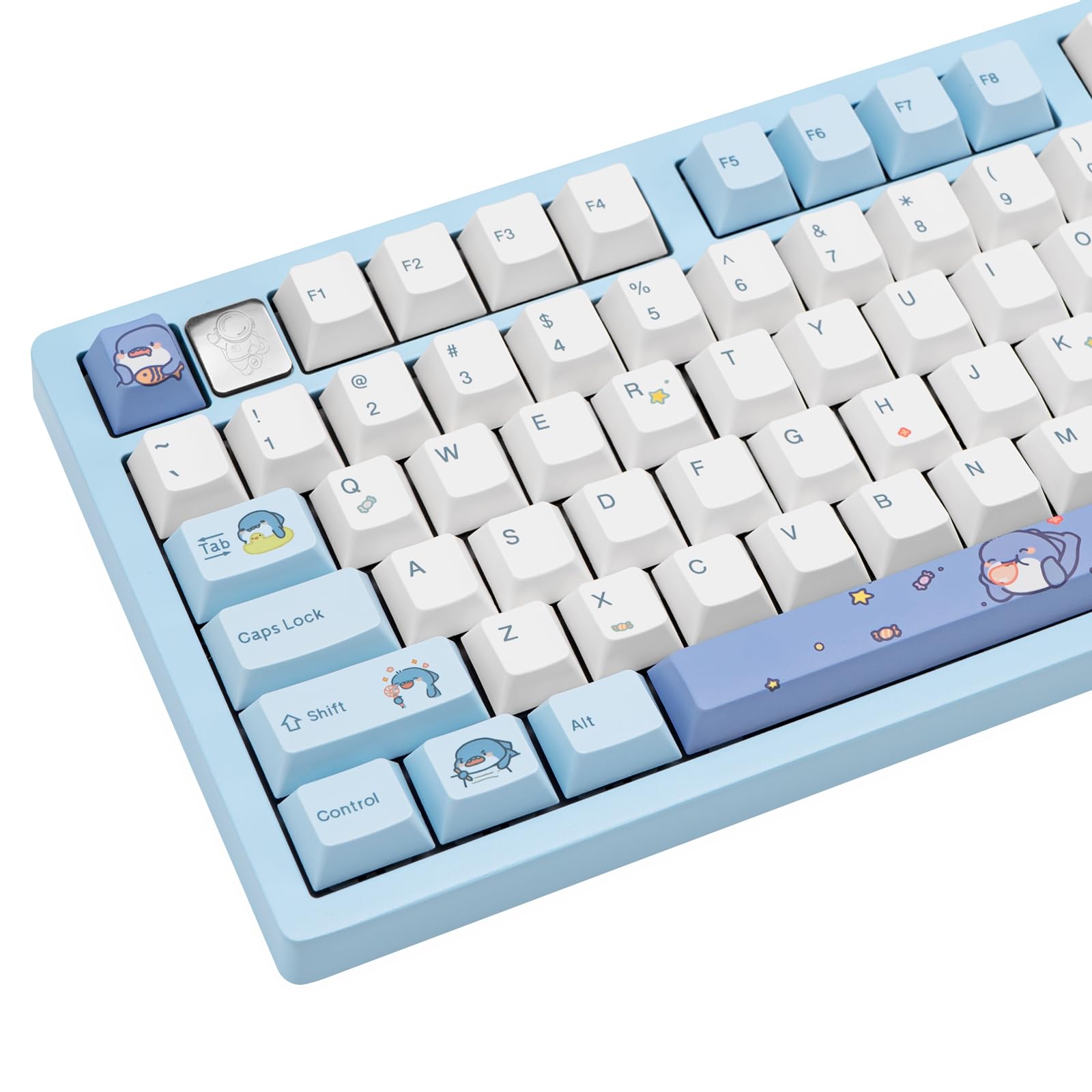 Amazon.com: 131 Keys Shark Keycaps, Blue and White Keycaps Set for ...