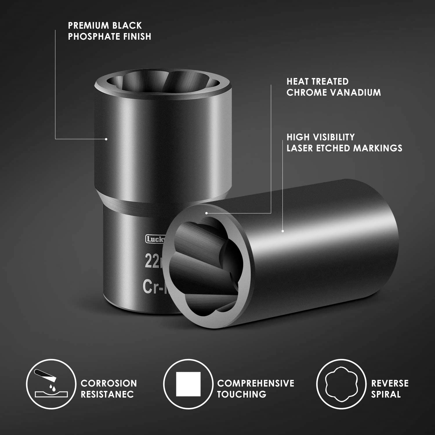 Snapklik.com : 6-Piece Twist Socket Set Lug Nut Remover Extractor Tool ...