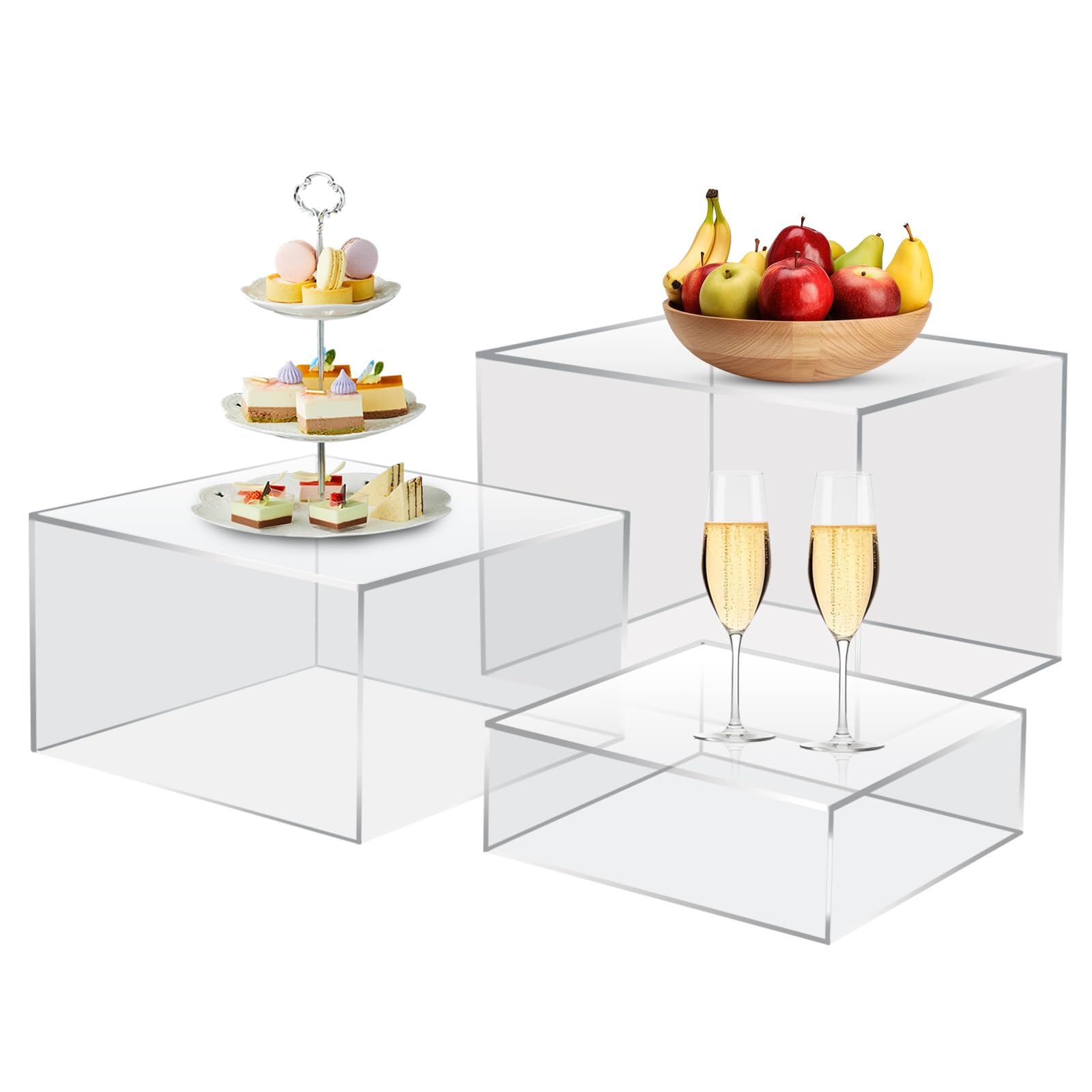 Amazon.com: Bouiexye Clear Buffet Risers, 3Pcs Acrylic Boxes Display ...