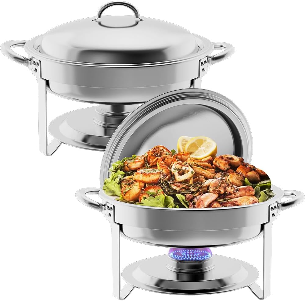 Amazon.com: SURALA Set of 2 5QT Round Chafing Dishes with Utensil Trays ...