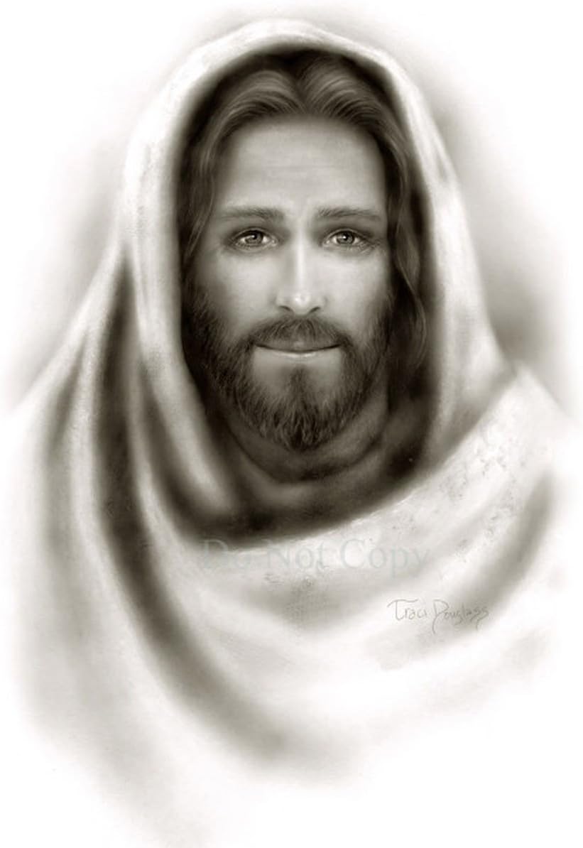 Amazon.de: Bild von Jesus Christus Schwarz & Weiß Portrait Druck Lo I ...