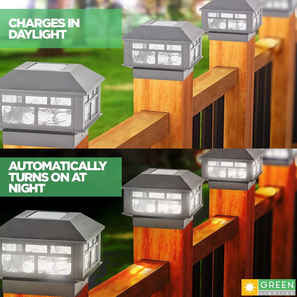 GreenLighting Solar Post Cap Lights 4x4 5x5 - Fence Post Lights ...