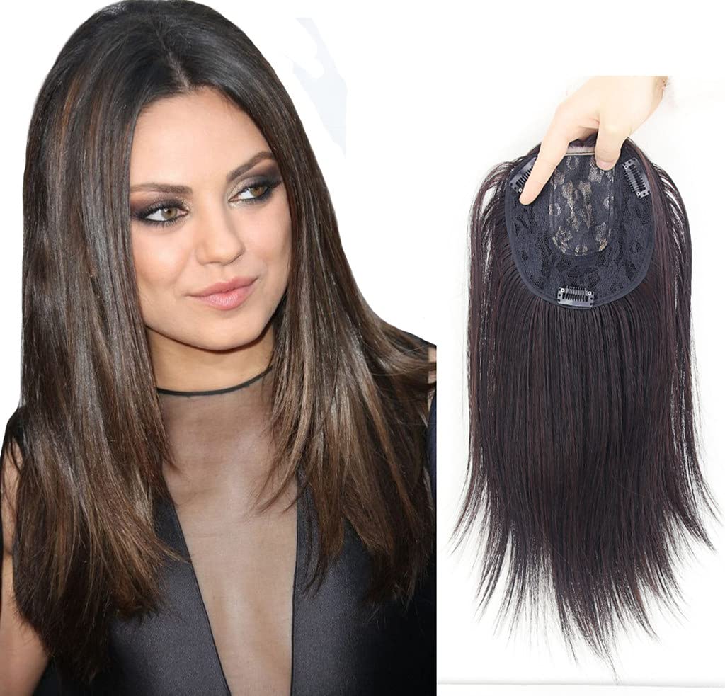 Amazon.com : LesafeV Clip In Forehead Hairpiece Straight Middle Part ...