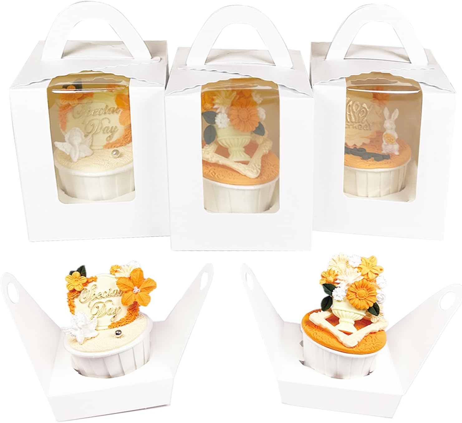 Amazon.com: Individual Cupcake Boxes with Window 60 Count White Single ...