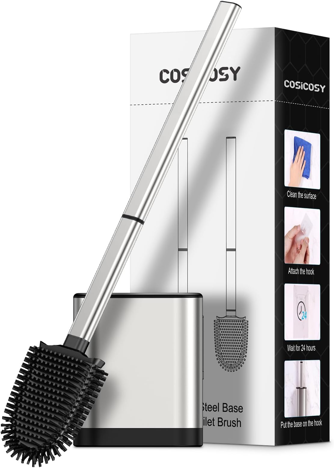 Wenko 18749100 Toilet Brush Ø 8.5 cm x 60 cm Extra Long with Matted ...