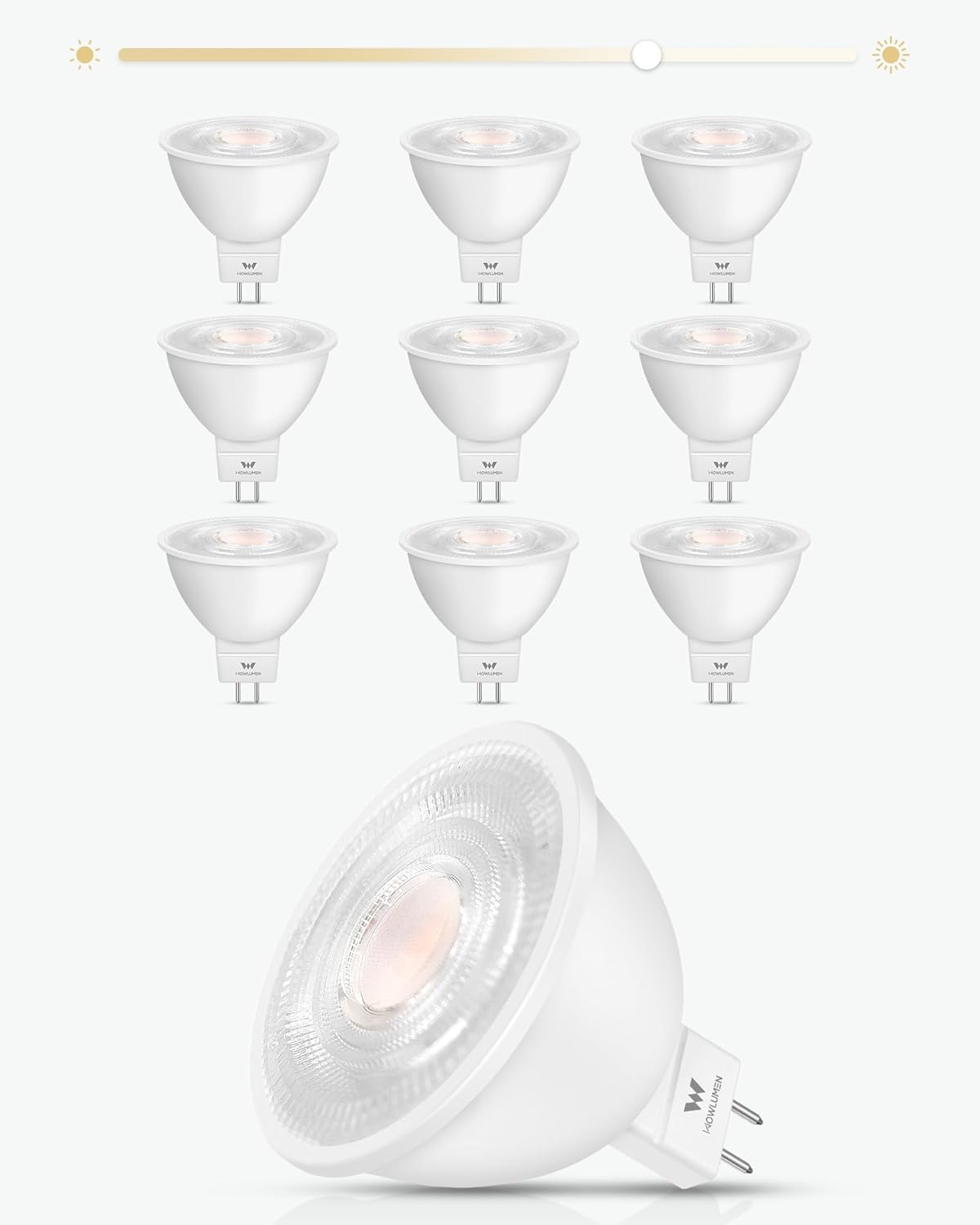 WOWLUMEN MR16 LED Bulbs, 5W LED Light Bulb(50W Equivalent), 3000K Warm ...