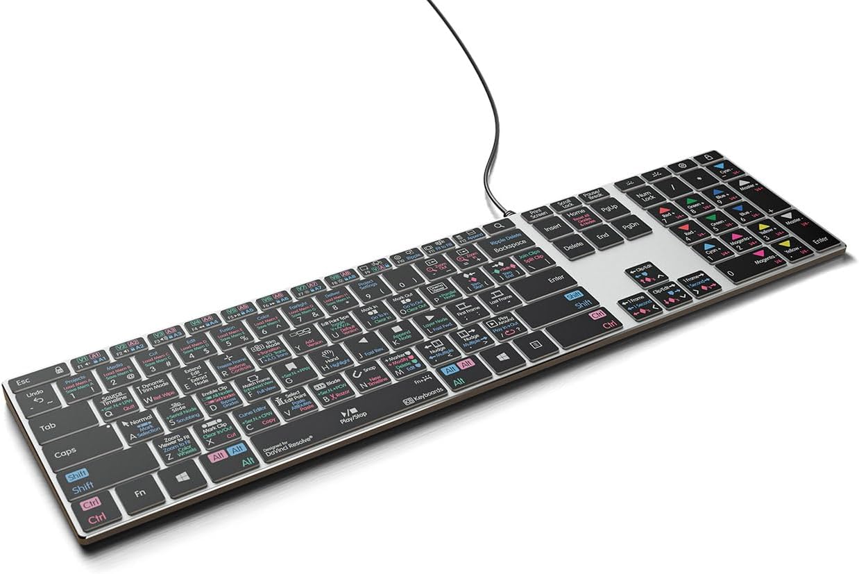 Davinci Resolve Backlit Pro Aluminum Keyboard - Windows - US – Pre ...