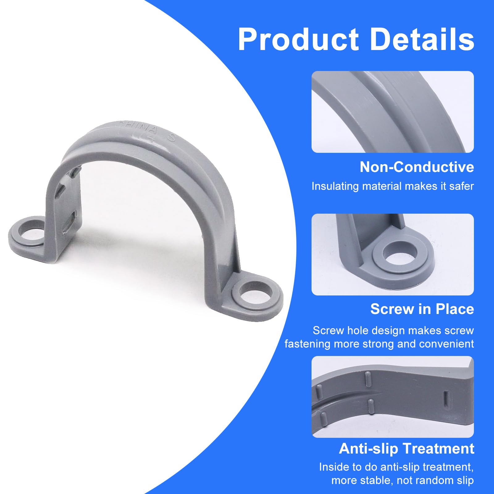 Snapklik.com : BENLIUDH 1-1/4 Inch PVC Pipe Strap, 2-Holes Conduit Pipe ...