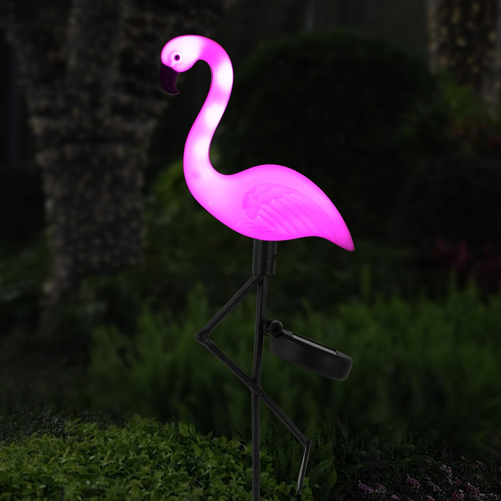 Pink Flamingo Solar Light Pair Of Metal Silhouette Flamingo Ornamental