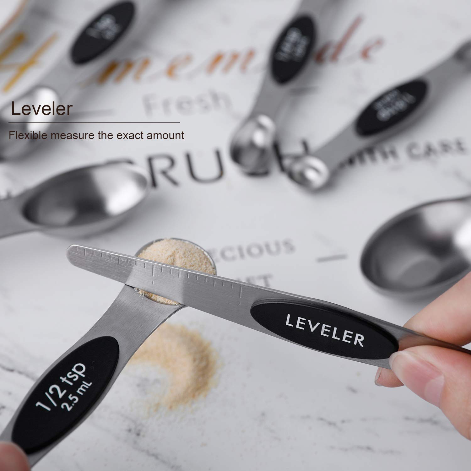 Snapklik.com : Magnetic Measuring Spoons Set Stainless Steel Dual Sided ...