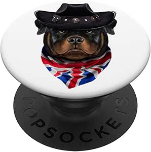 Amazon.com: Rottweiler Dog in Cowboy Hat and Union Jack Bandana ...