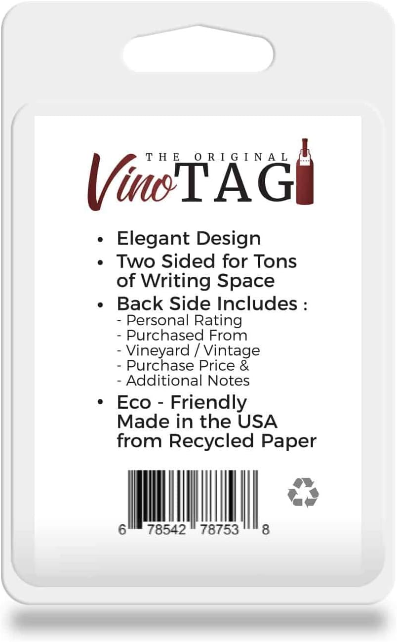 Buy Vino Tag Two Sided Wine Bottle Tags - Large Paper Wine Tags for ...