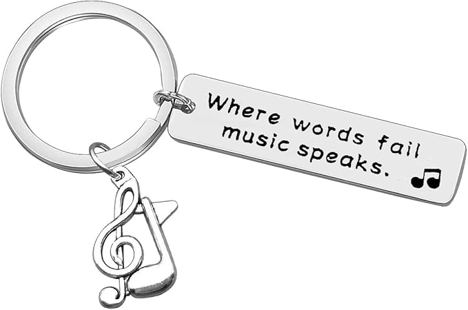 Amazon.com: Dabihu Music Keychain Gift Where Words Fail Music Speaks ...