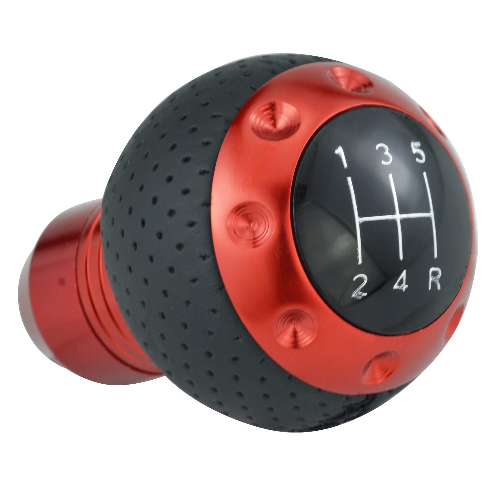 Temzzer Red Gear Knob 5 Speed Shift Handle Leather Gear Knob for Most ...