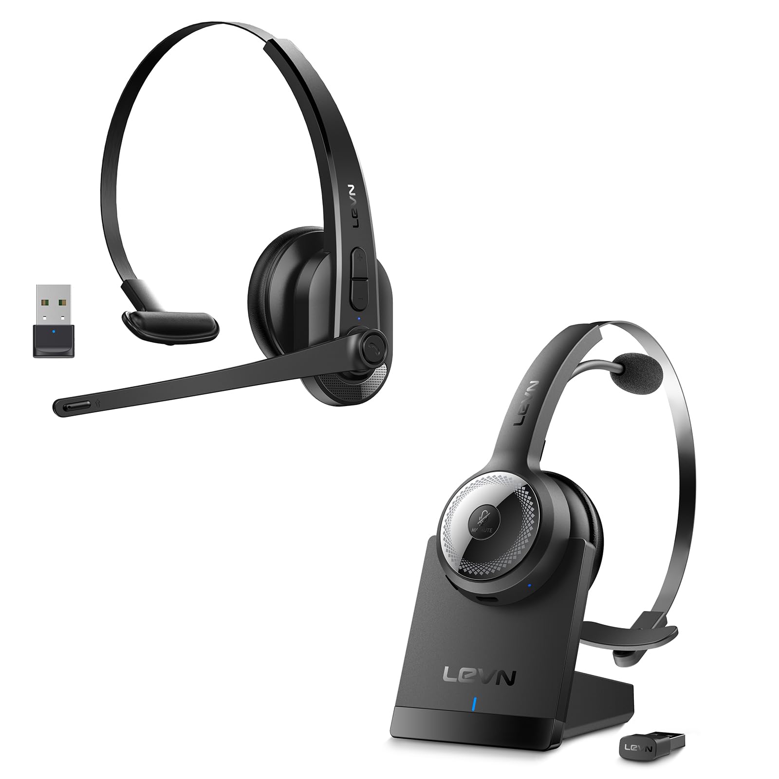 Amazon.com: LEVN Bluetooth 5.0 Headset, Wireless Headset with Mic for ...