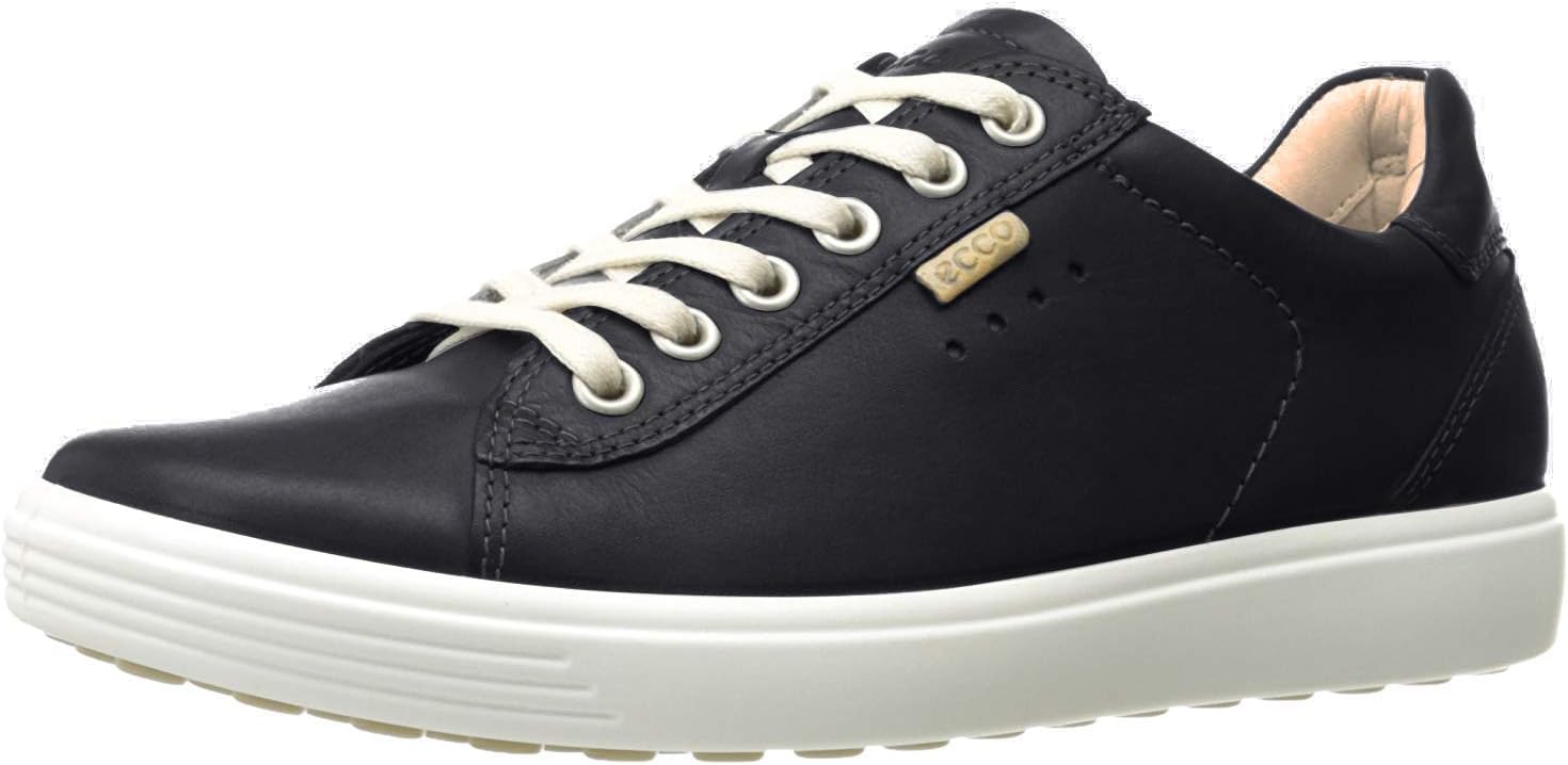 Amazon.com | ECCO women's Soft 7 Long Lace Fashion Sneaker, Black, 6-6. ...