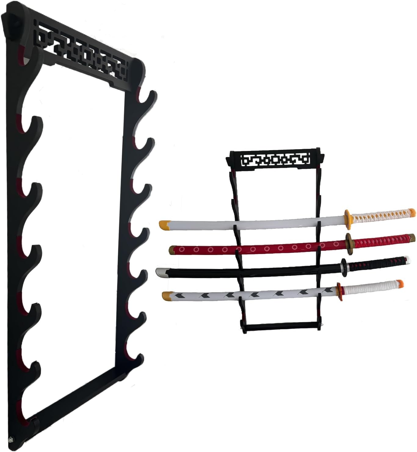 Sword Holder Katana Wall Mount - 7 Tier Velvet Padded Katana Stand ...