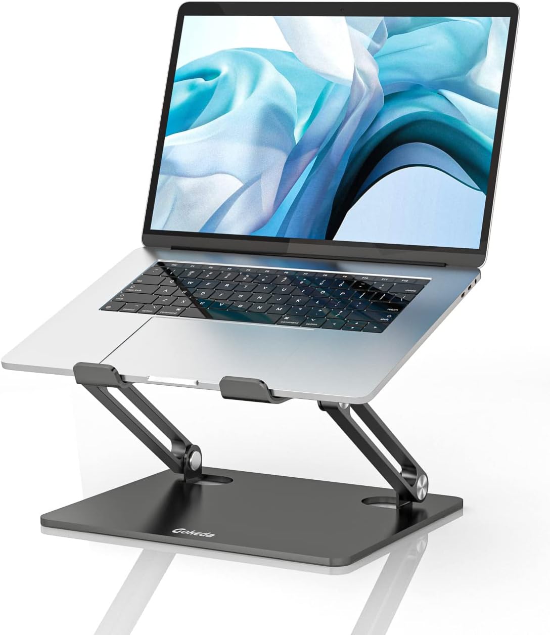 GOKEDA Laptop Stand, Ergonomic Metallic Adjustable Laptop Riser ...