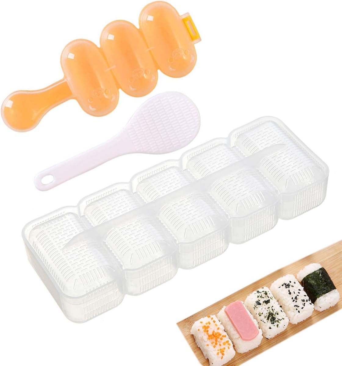 Amazon.com: DZHT Rice Ball Molds, DIY Rice Baller Shakers Lunch Maker ...