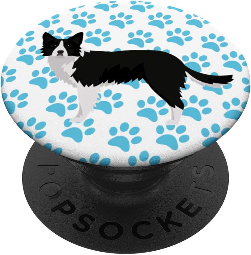 Amazon.com: Border Collie Dog Phone Holder Pop Socket Paw Prints Blue ...